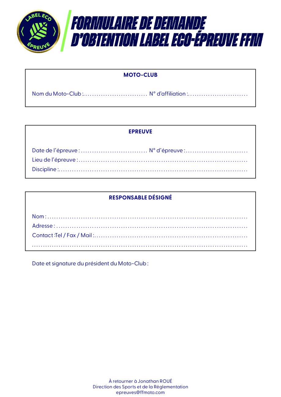 Label Eco Epreuve FFM | FFMoto